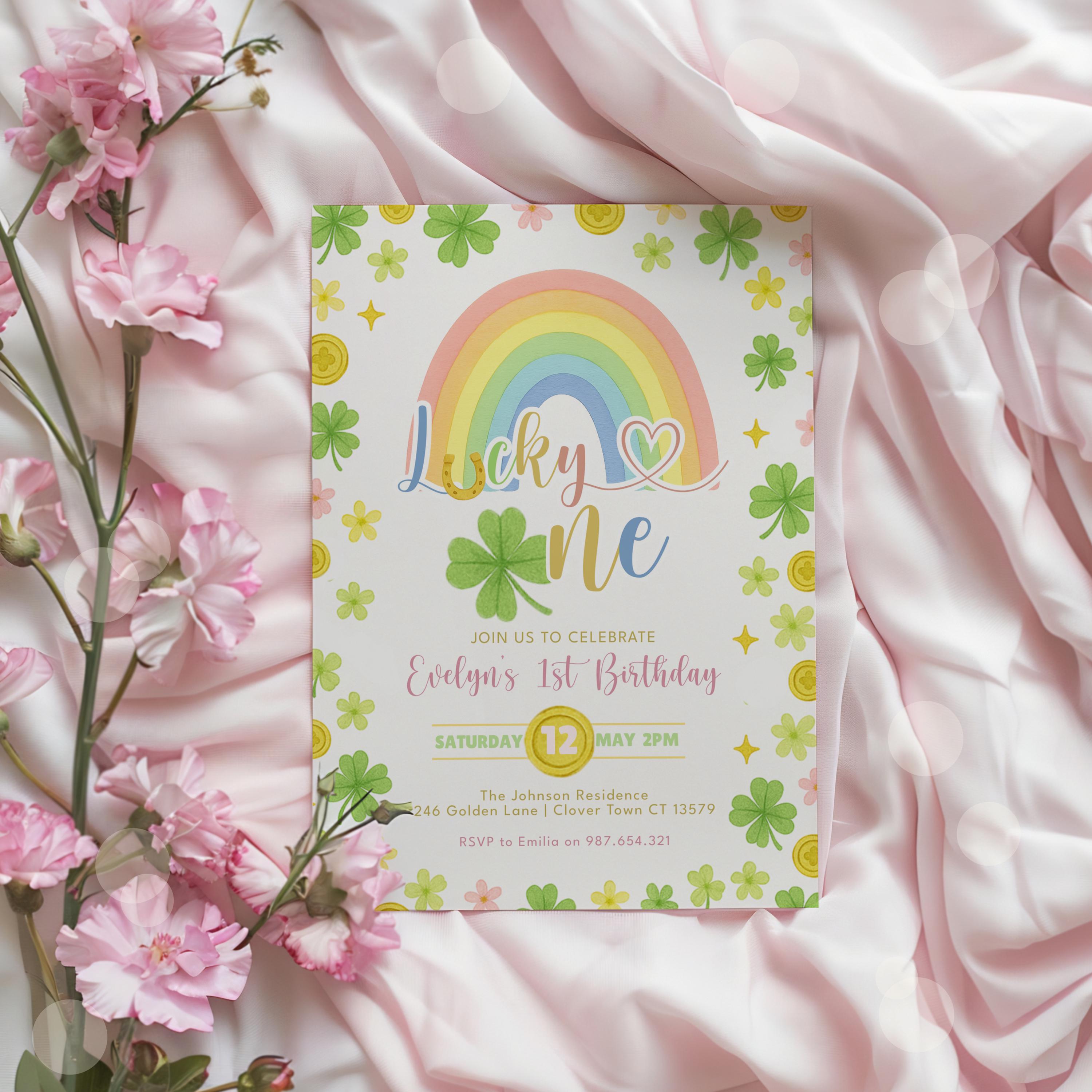 Editable Lucky One Birthday Invitation, 1st Birthday Invite, Lucky One ...