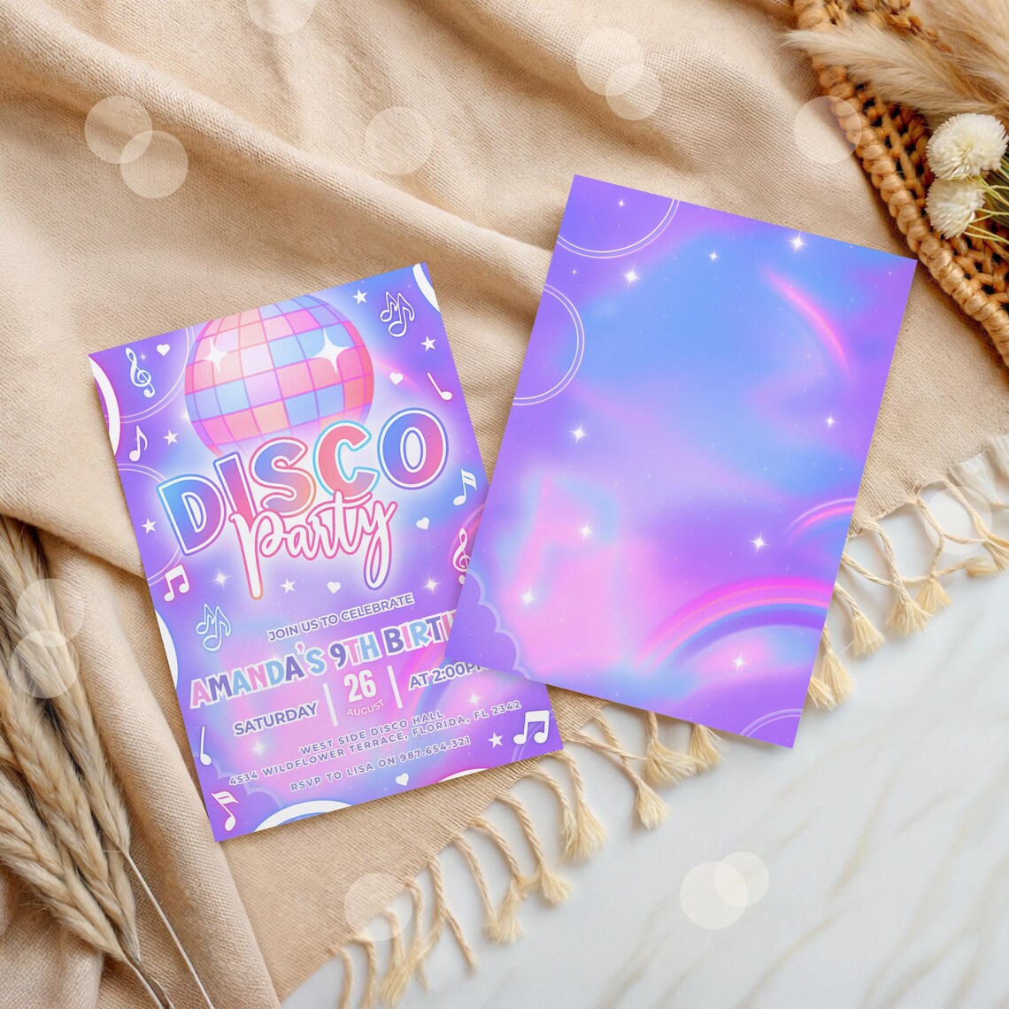 Editable Disco Party Invitation, Pastel Neon Glow Disco, Dance Party ...