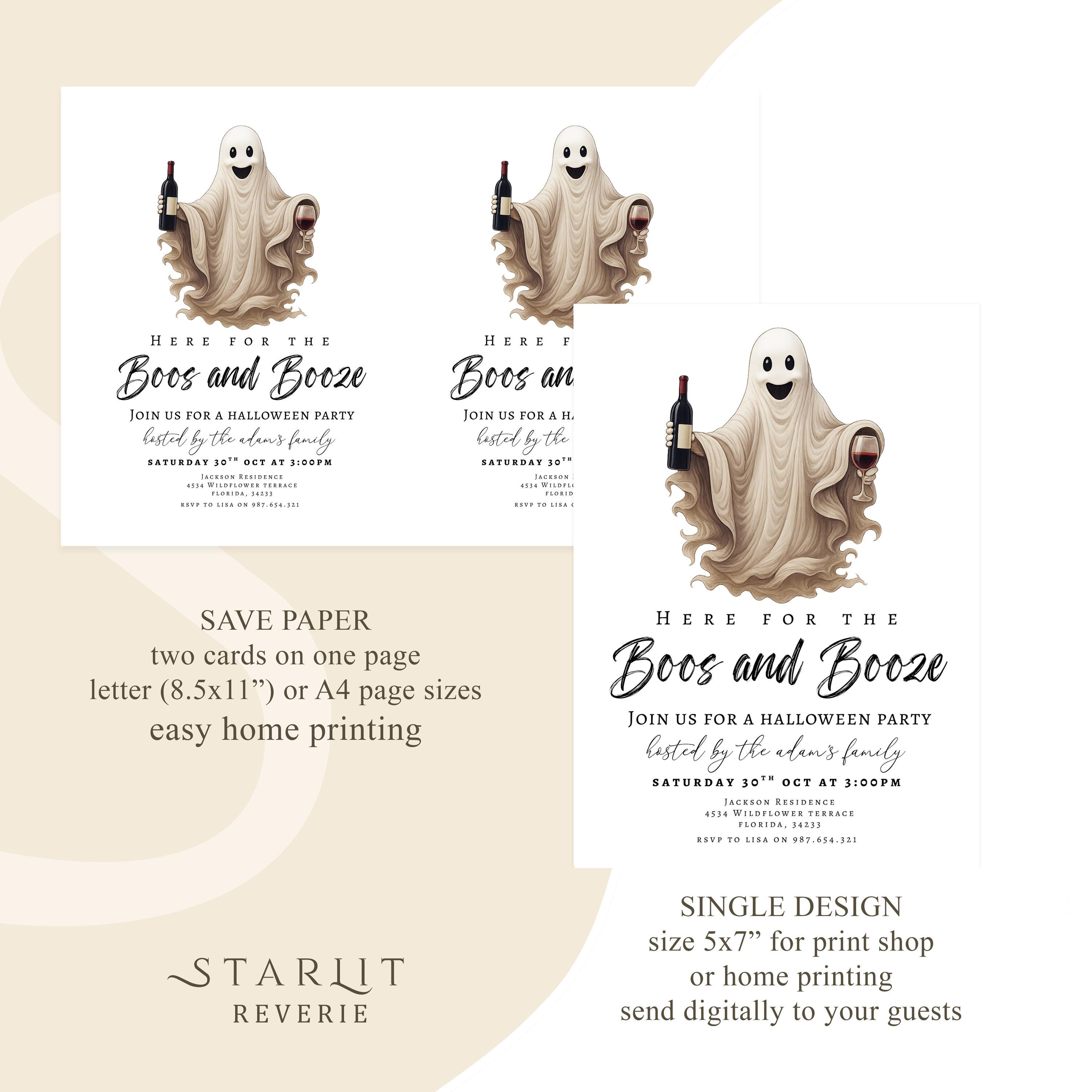 Boos and Booze Halloween Invitation Template, Printable Halloween Party ...
