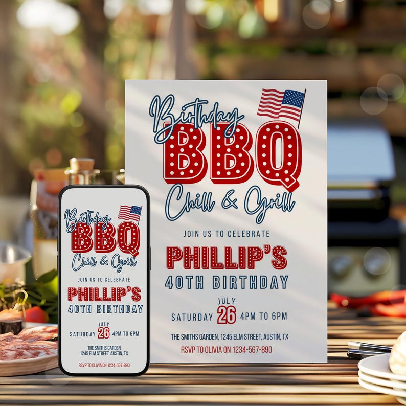 Editable Birthday BBQ Template, E-vite, Birthday Invitation, Digital ...