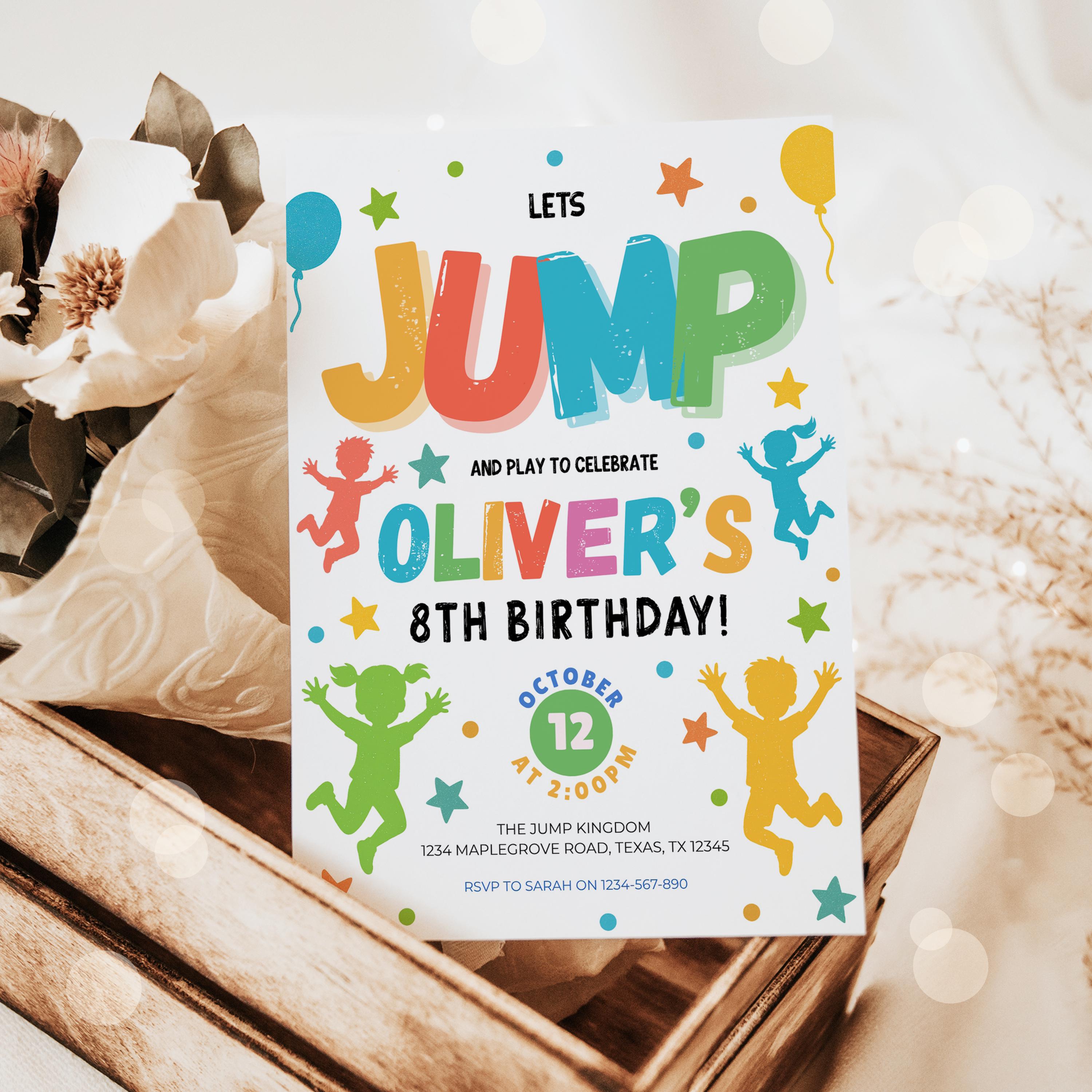 Editable Jump Party Birthday Invite, Trampoline Party, Bounce House ...