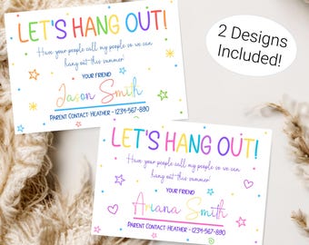 Editable Playdate Contact Cards Template | Kids Contact Card | End of ...