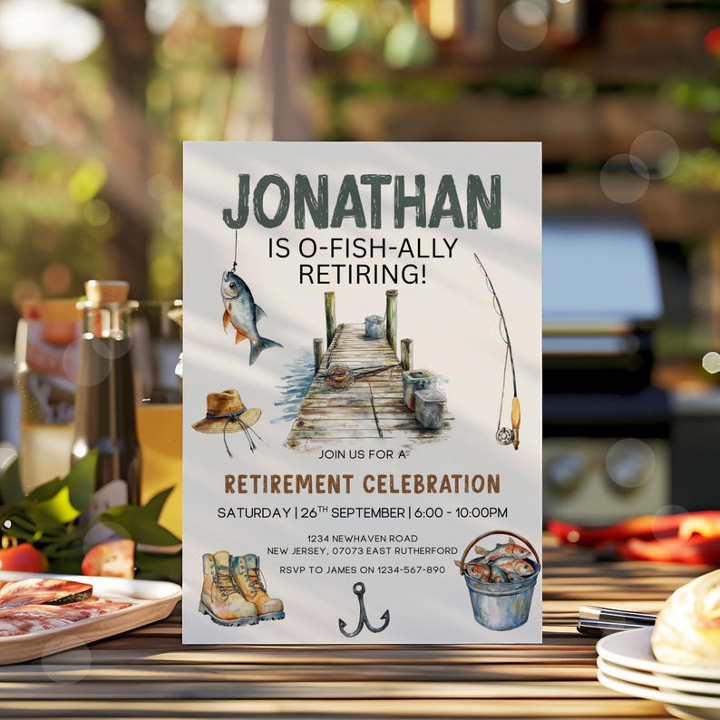 Fishing Retirement Party Invitation Template O-fish-ally Retiring ...