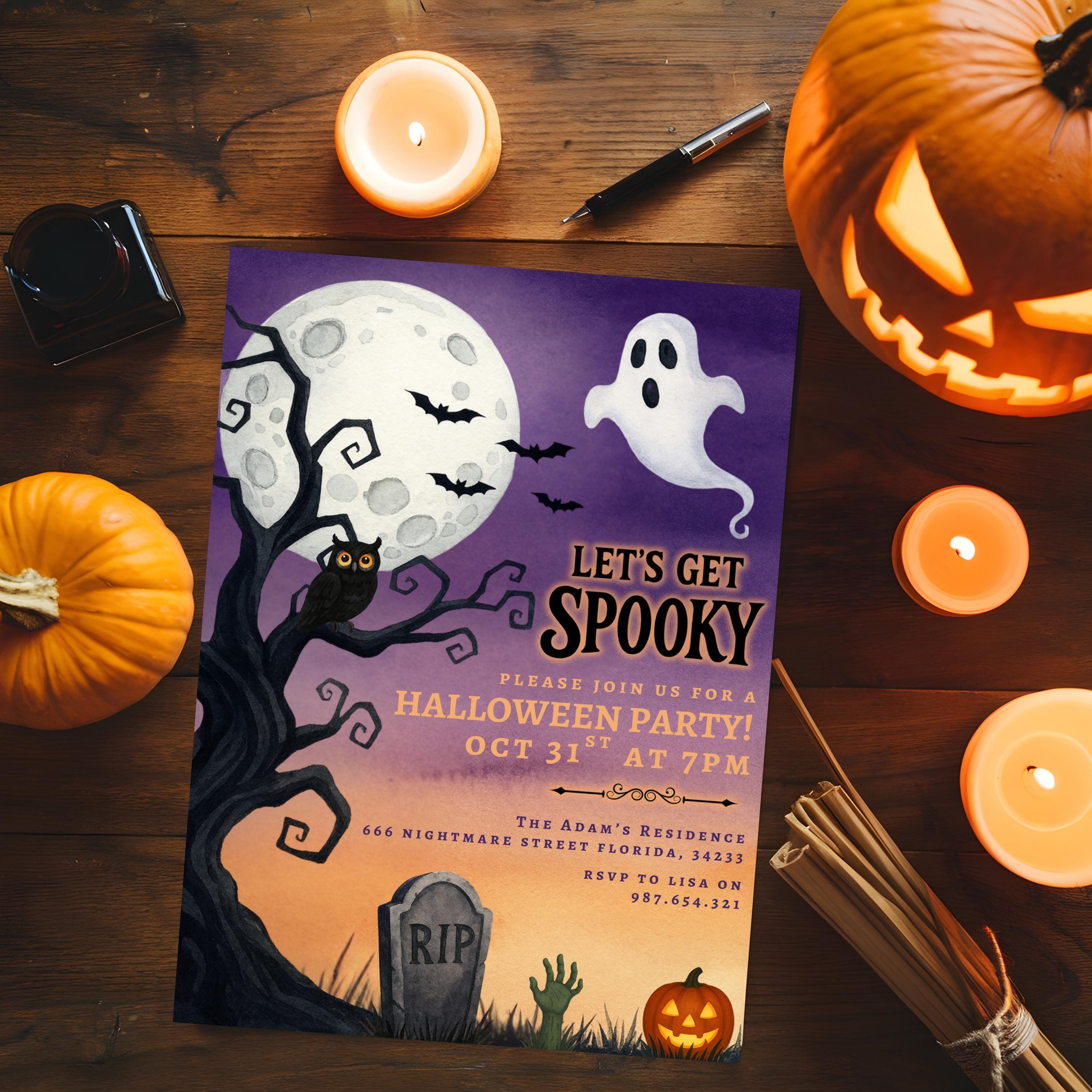 Editable Let's Get Spooky Halloween Party Invite, Halloween Invitation ...