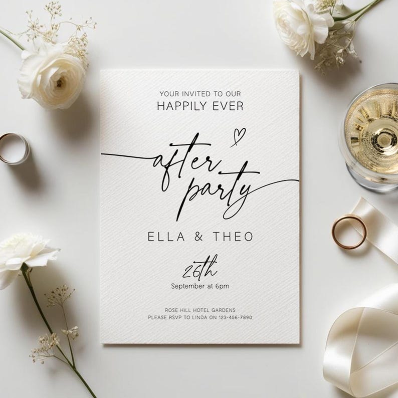 Reception Party Invitation, Happily Ever After Party Invite, Modern ...