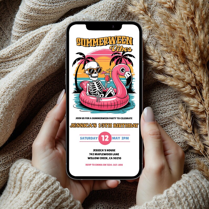 Editable Summerween Birthday Party Invitation, Summer Halloween ...