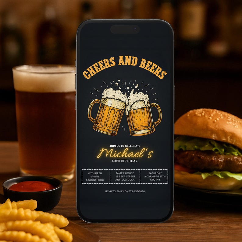 Cheers and Beers Birthday Invitation Editable Beer Party Invite for Men ...