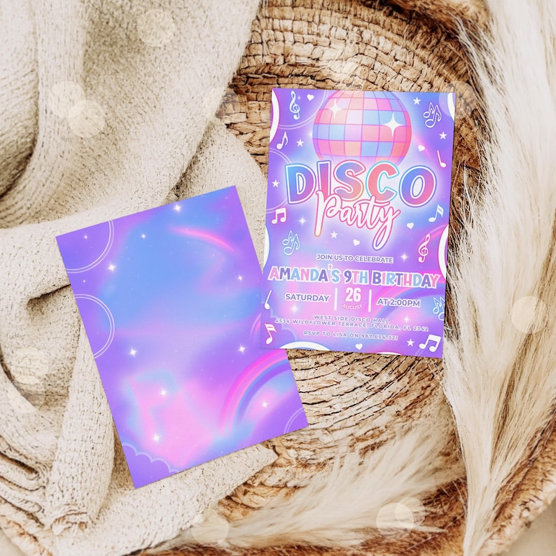 Editable Disco Party Invitation, Pastel Neon Glow Disco, Dance Party ...