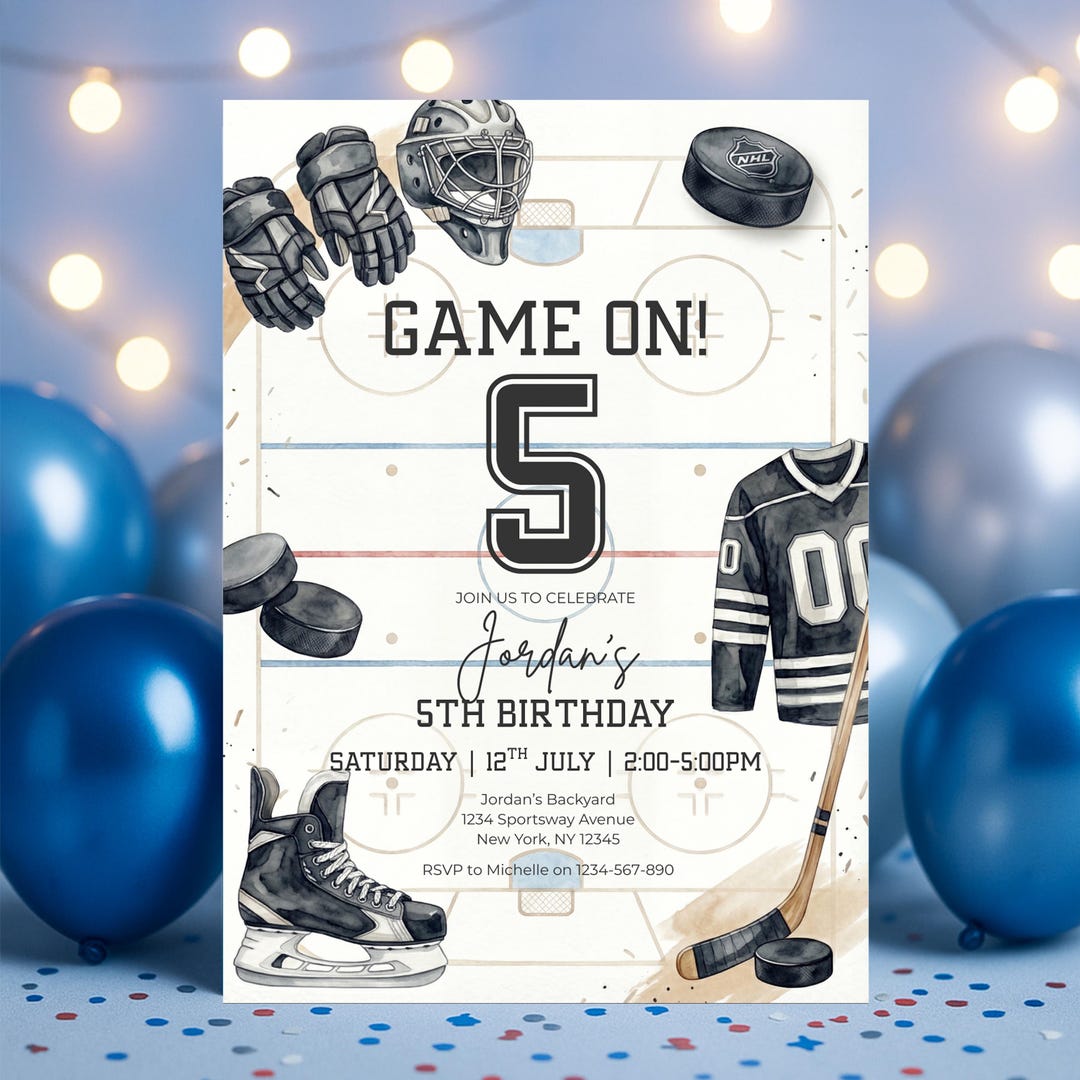 Hockey Birthday Invitation, Editable Game on Party Invite, Sports Theme ...