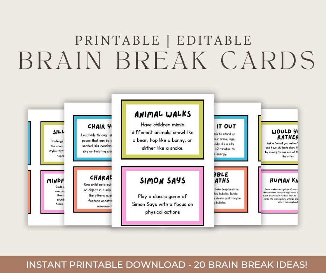 Brain Break Cards for Elementary, Easy to Use, Classroom Management ...