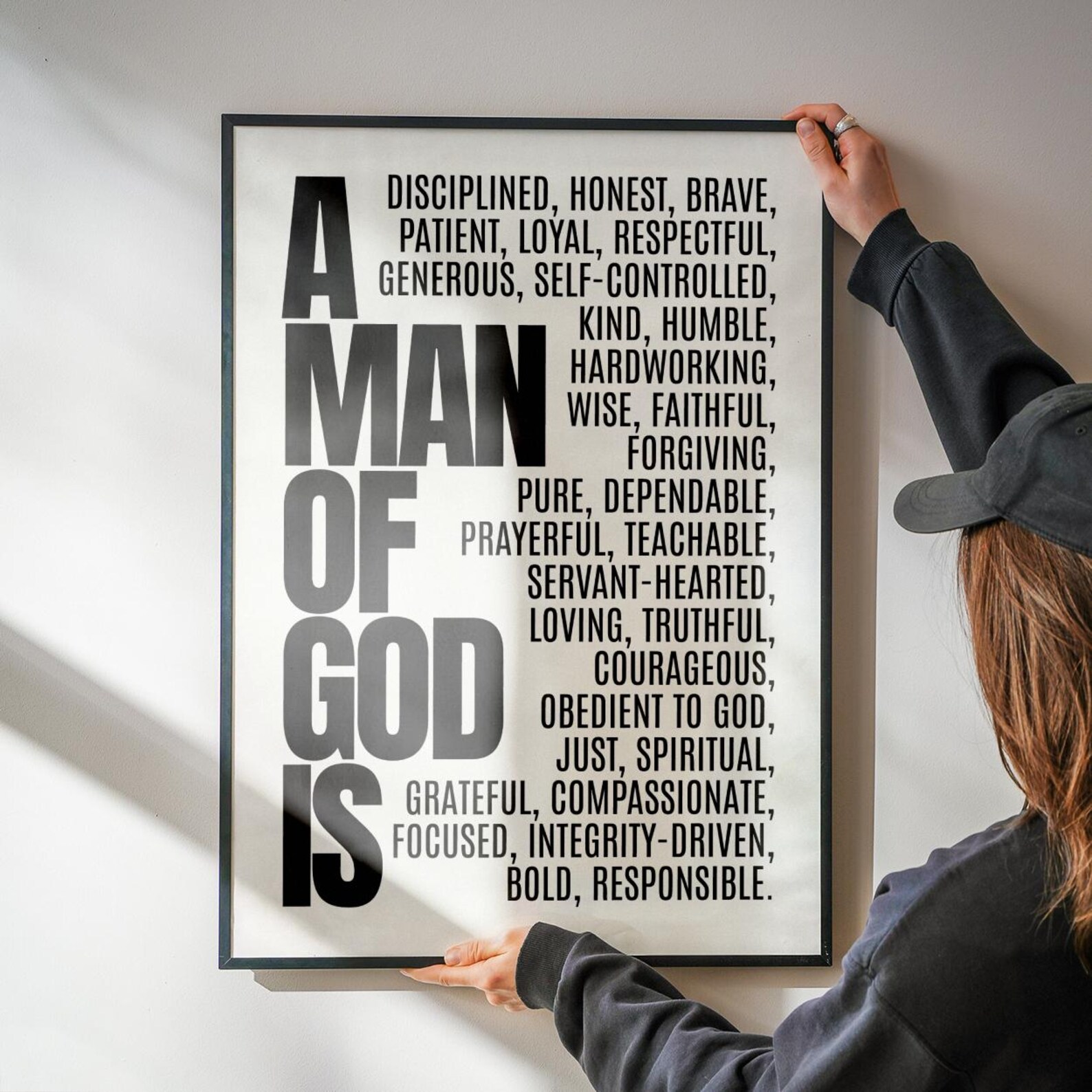 Teen Boy Room Decor Christian Wall Art Boy Scripture Art Black White ...