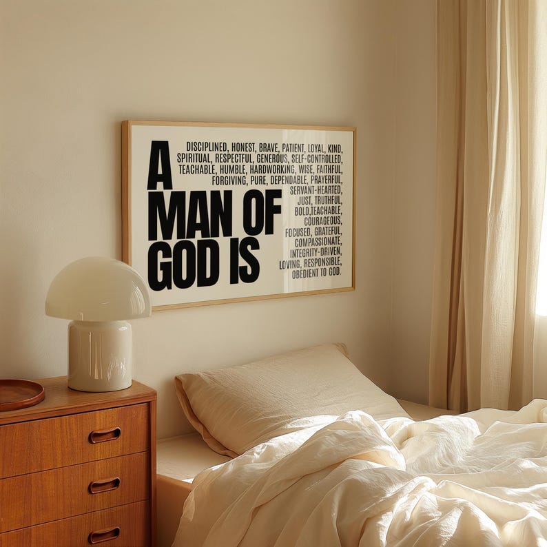 A Man of God is Teen Boy Bible Verse Wall Art Christian Room Decor Boys ...