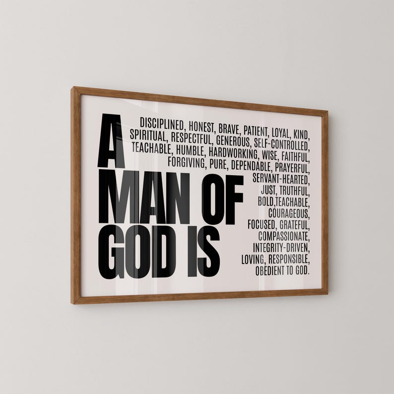 A Man of God is Teen Boy Bible Verse Wall Art Christian Room Decor Boys ...