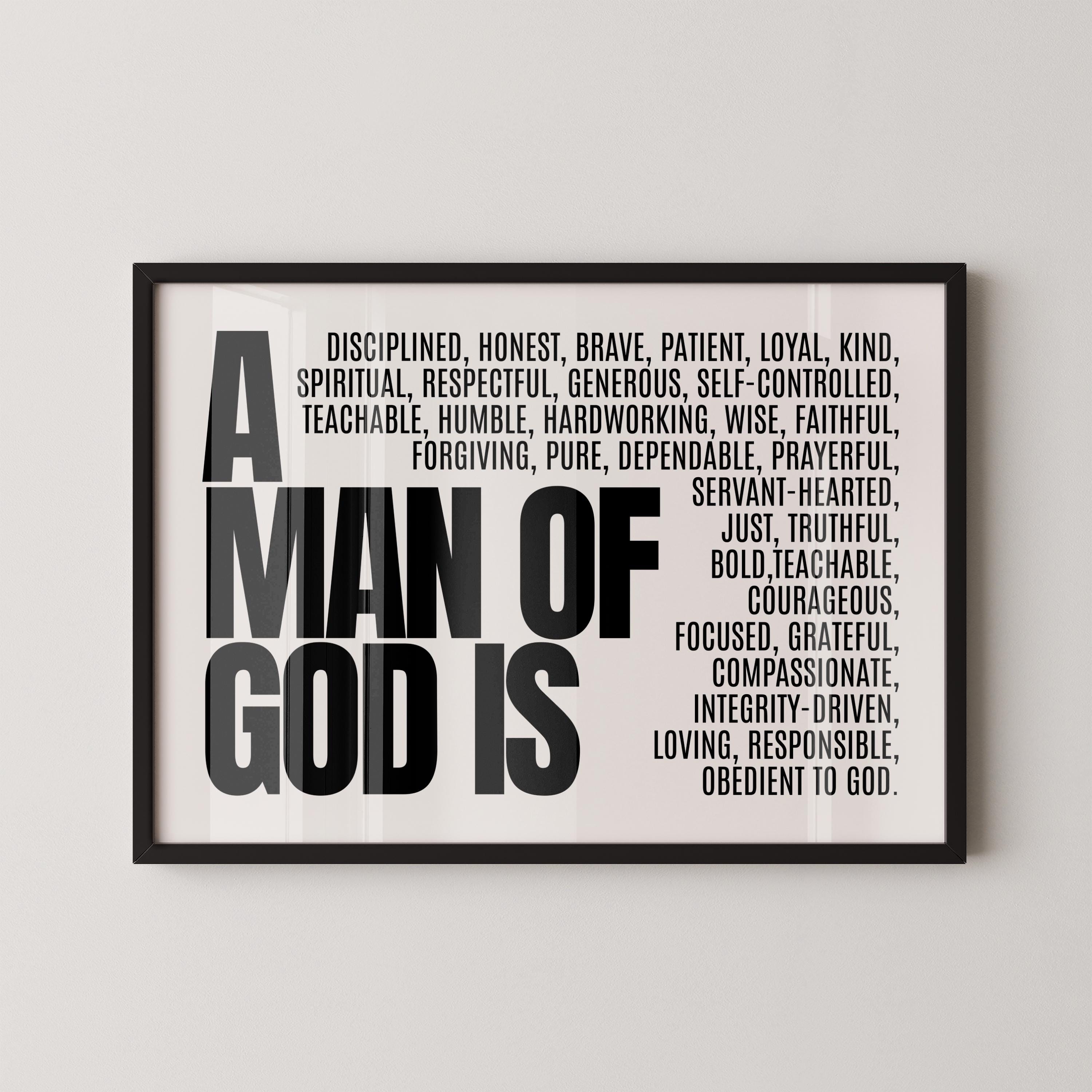 A Man of God is Teen Boy Bible Verse Wall Art Christian Room Decor Boys ...