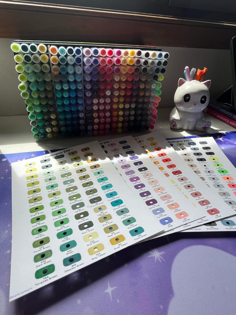 Guangna 240 Acrylic Markers Color Chart – Printable JPEG & PDF Files ...