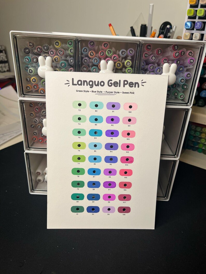 162 Languo Gel Pen Color Chart – Printable JPEG & PDF Files - Etsy