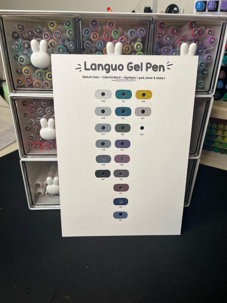 162 Languo Gel Pen Color Chart – Printable JPEG & PDF Files - Etsy