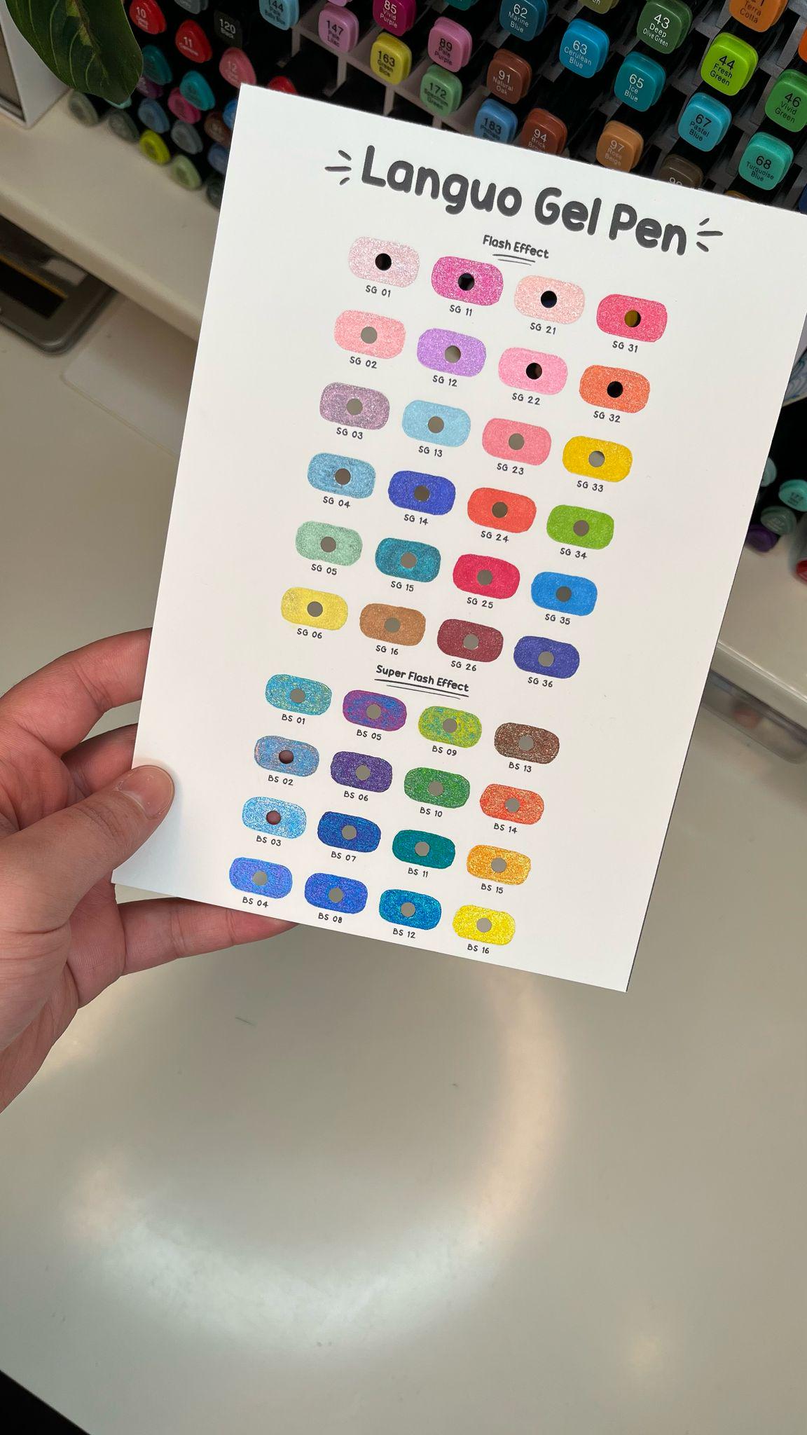 Languo Flash Effect & Super Flash Effect Gel Pen Color Chart – Printable JPEG PDF Files - Etsy
