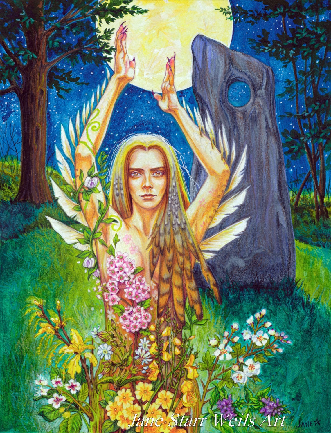 Blodeuwedd by Artist Jane Starr Weils - Etsy