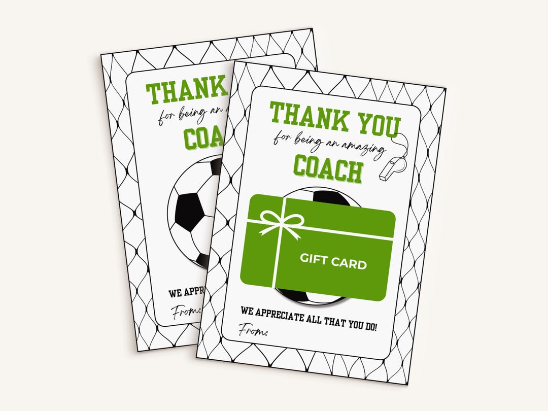 Soccer Coach Thank You Gift Card Holder, Coach Appreciation, End of ...
