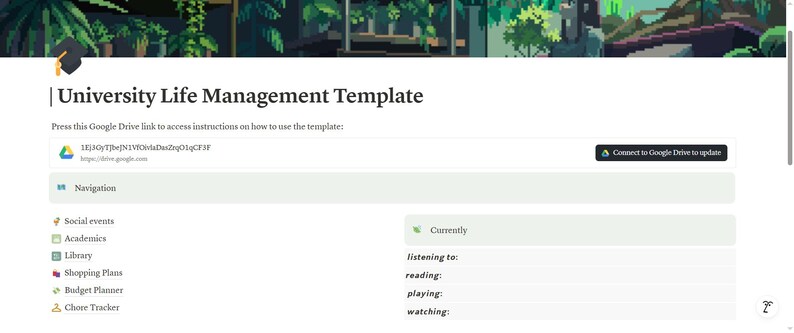 University Life Management Template - Etsy