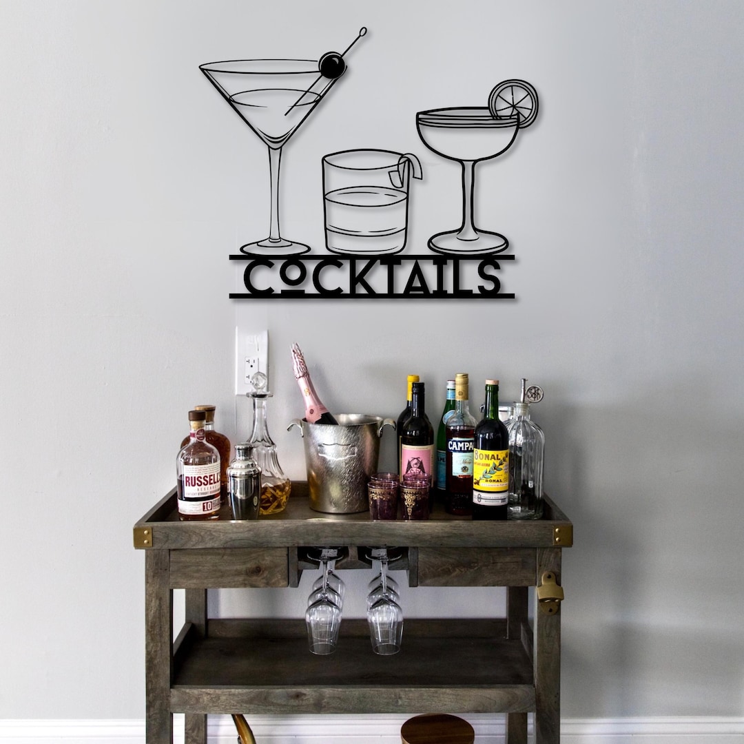 Metal Cocktail Sign, Cocktail Poster, Bar Cart Decor, Bar Art, Bar ...