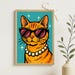 Glam Cat Wall Art – Retro Pop Art Cat Print With Sunglasses and Pearls ...