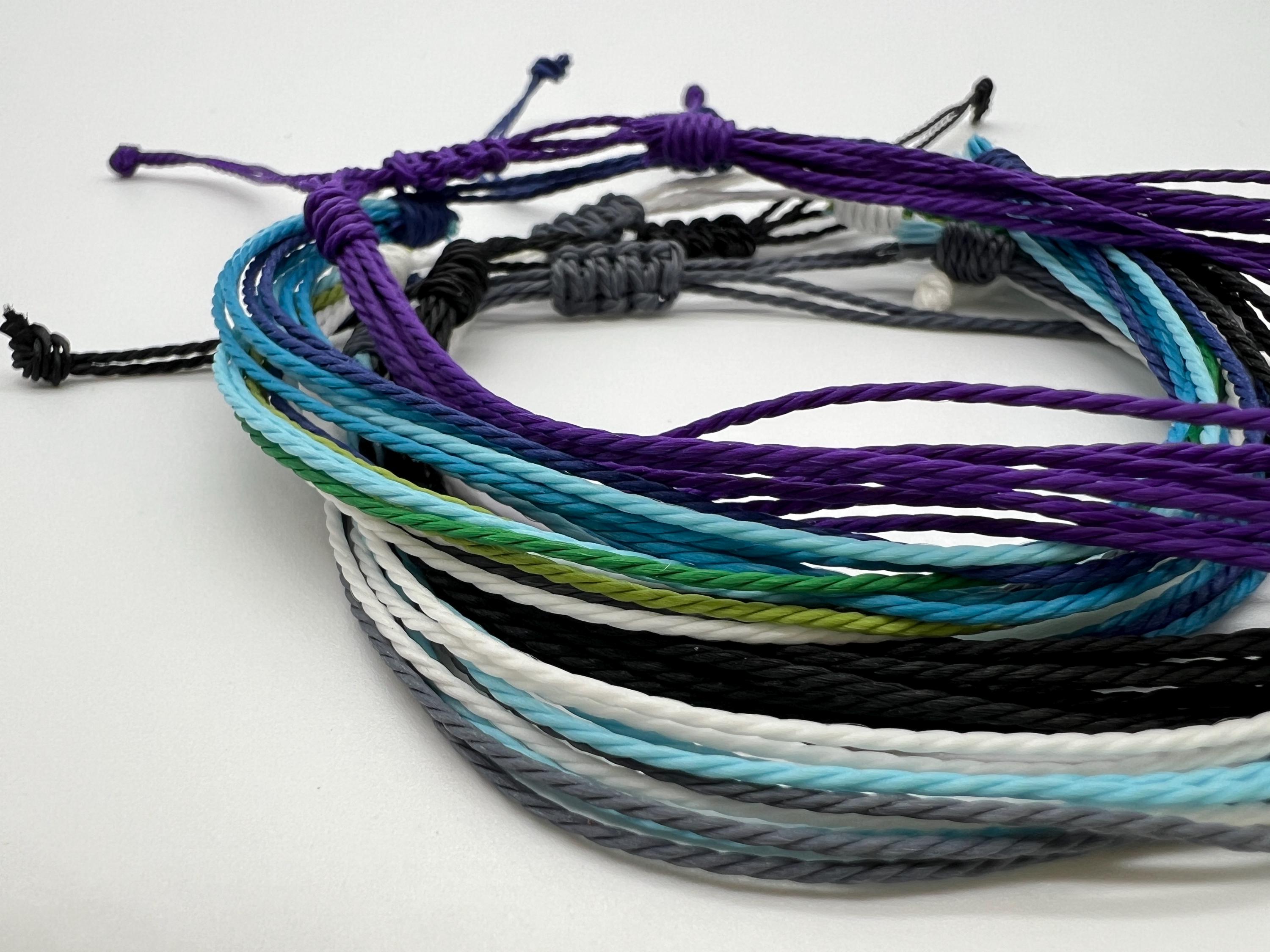 Waterproof Beach Cord Bracelet – Multicolor Wax String – Adjustable – 5 ...