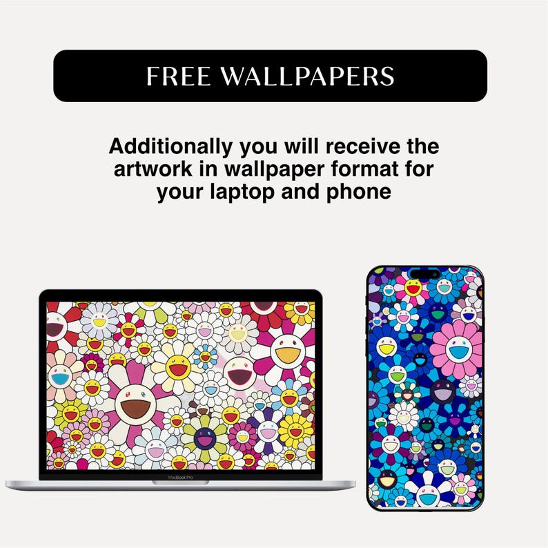 Takashi Murakami Print Set of 3 – Colorful Flower Pattern Posters ...