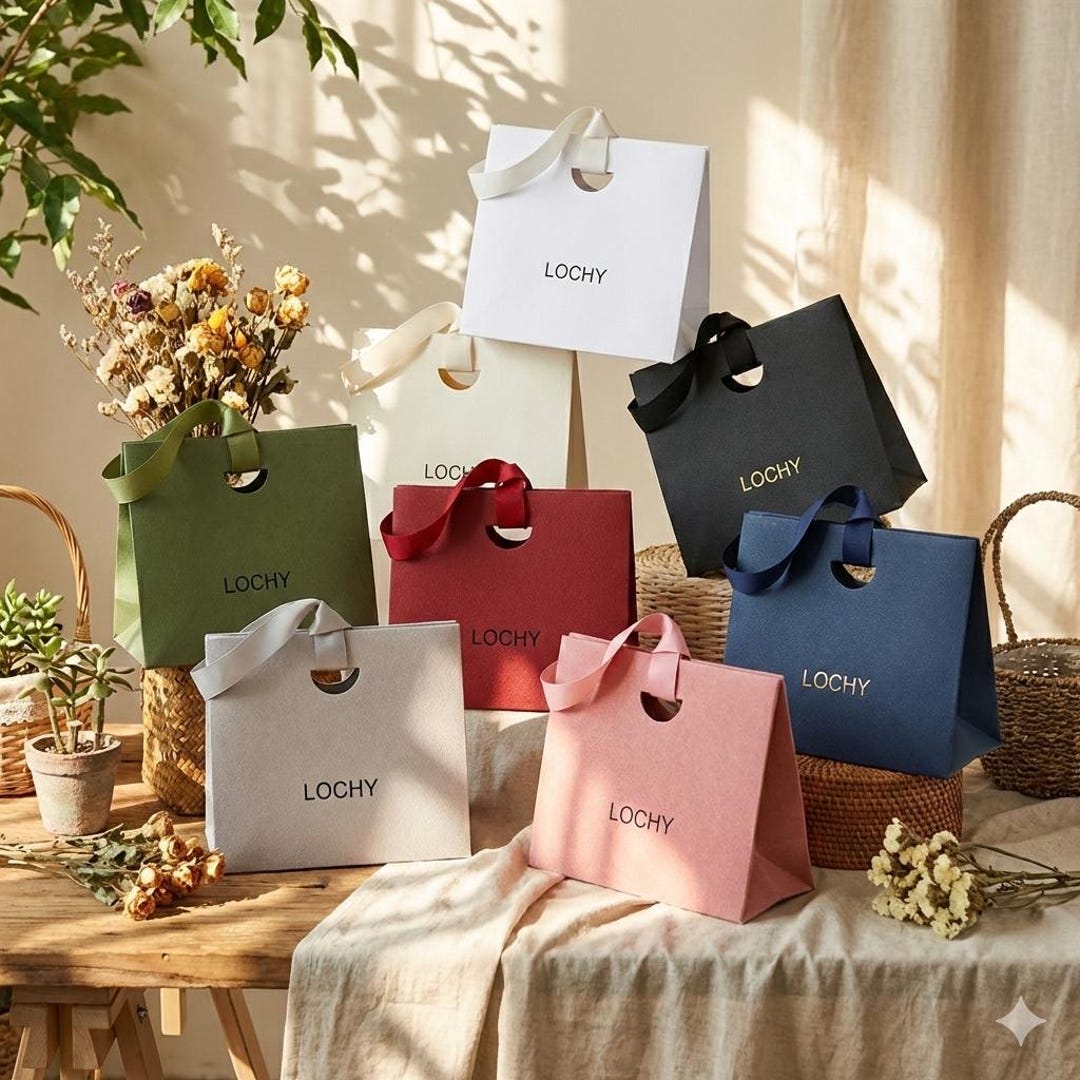 Bulk Personalized Paper Bags With Ribbon, Custom Logo Paper Bag ...