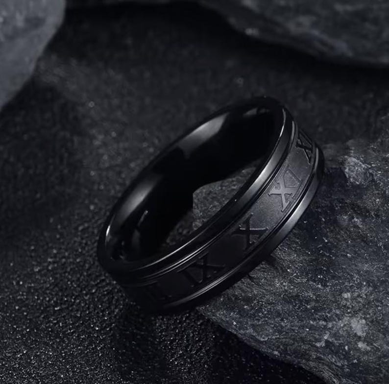 Roman Numeral Ring – Stainless Steel Spinner Ring for Men & Women ...