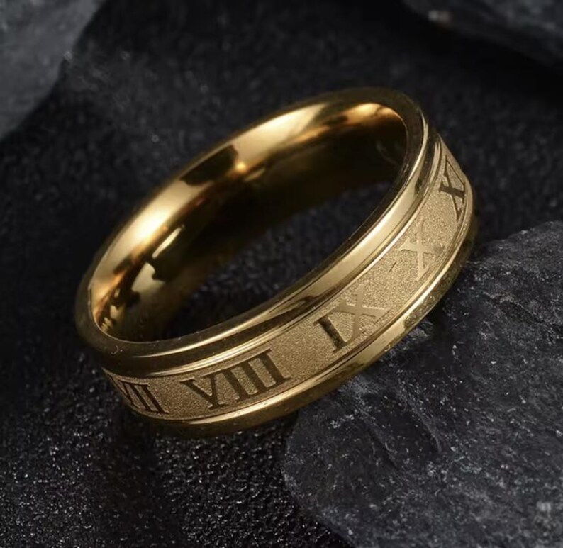 Roman Numeral Ring – Stainless Steel Spinner Ring for Men & Women ...