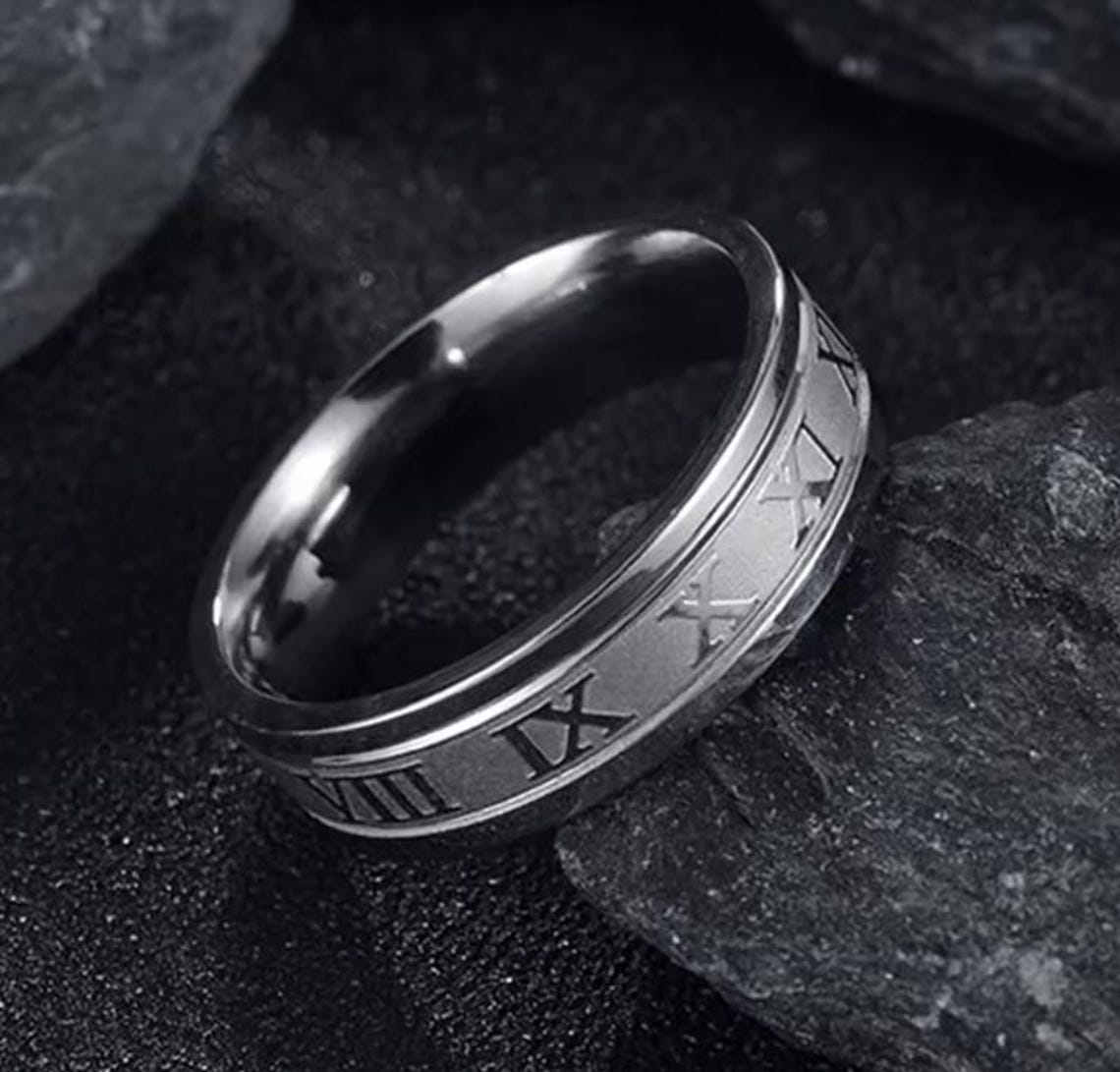 Roman Numeral Ring – Stainless Steel Spinner Ring for Men & Women ...