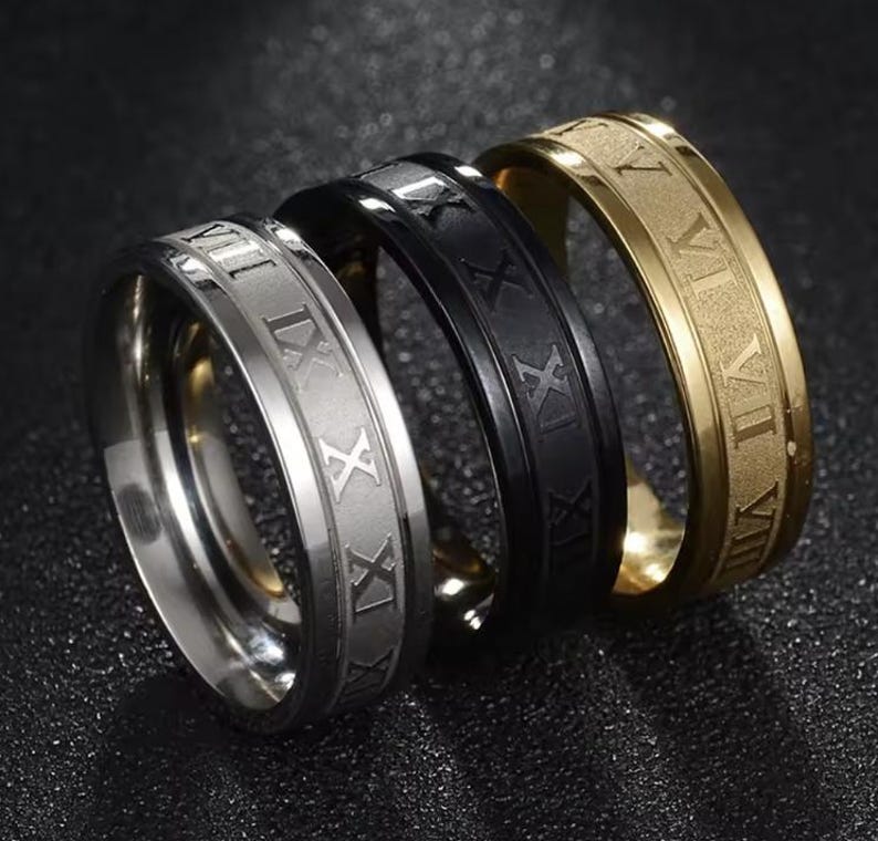 Roman Numeral Ring – Stainless Steel Spinner Ring for Men & Women ...
