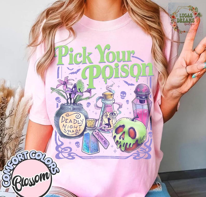 Pick Your Poison Vintage Comfort Colors Shirt, Princess Halloween ...