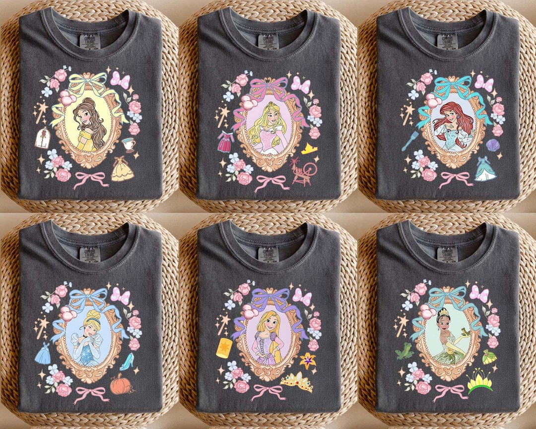Coquette Bows Disney Princesses Characters Shirts, Cinderella Snow ...