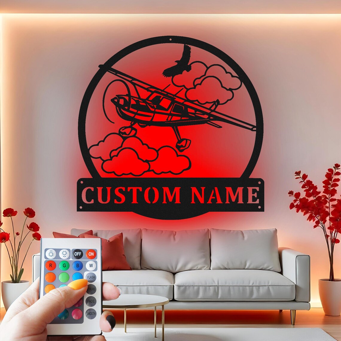 Custom Airplane Metal Wall Art: RGB LED Pilot Gift - Etsy