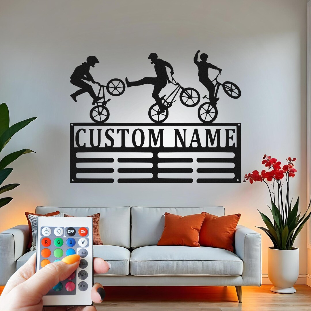 Custom BMX Bike LED Metal Wall Art: Personalized Teen Decor - Etsy