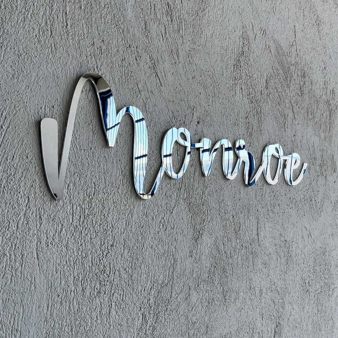 Personalized Silver Mirror Name Sign, Custom Wall Decor Name Sign for ...