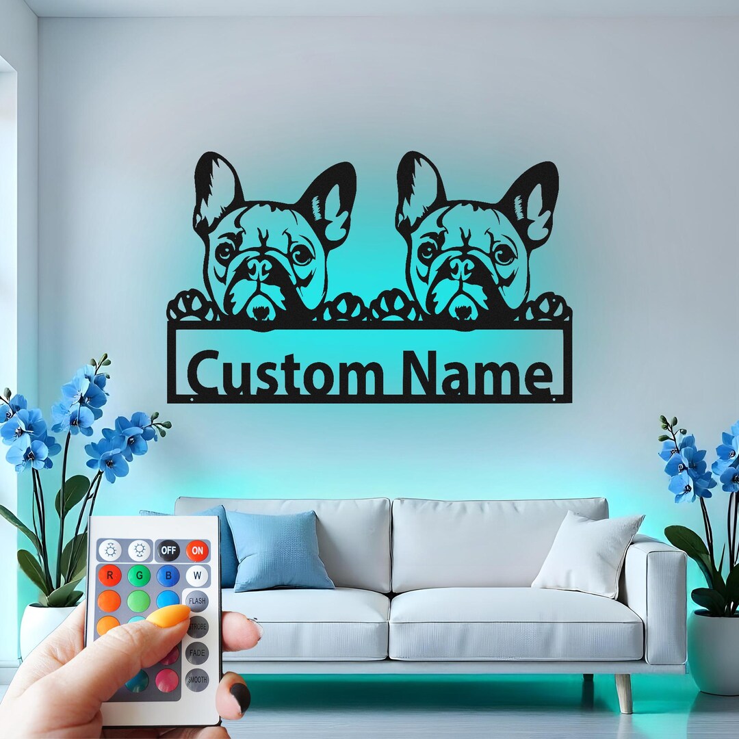 Custom French Bulldog Metal Wall Art: LED Dog Home Decor - Etsy