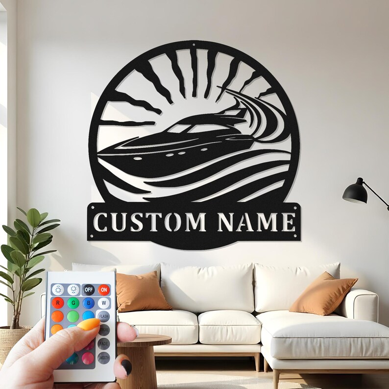Custom Boat Metal Wall Art: LED Nautical Decor, Yacht Gift - Etsy