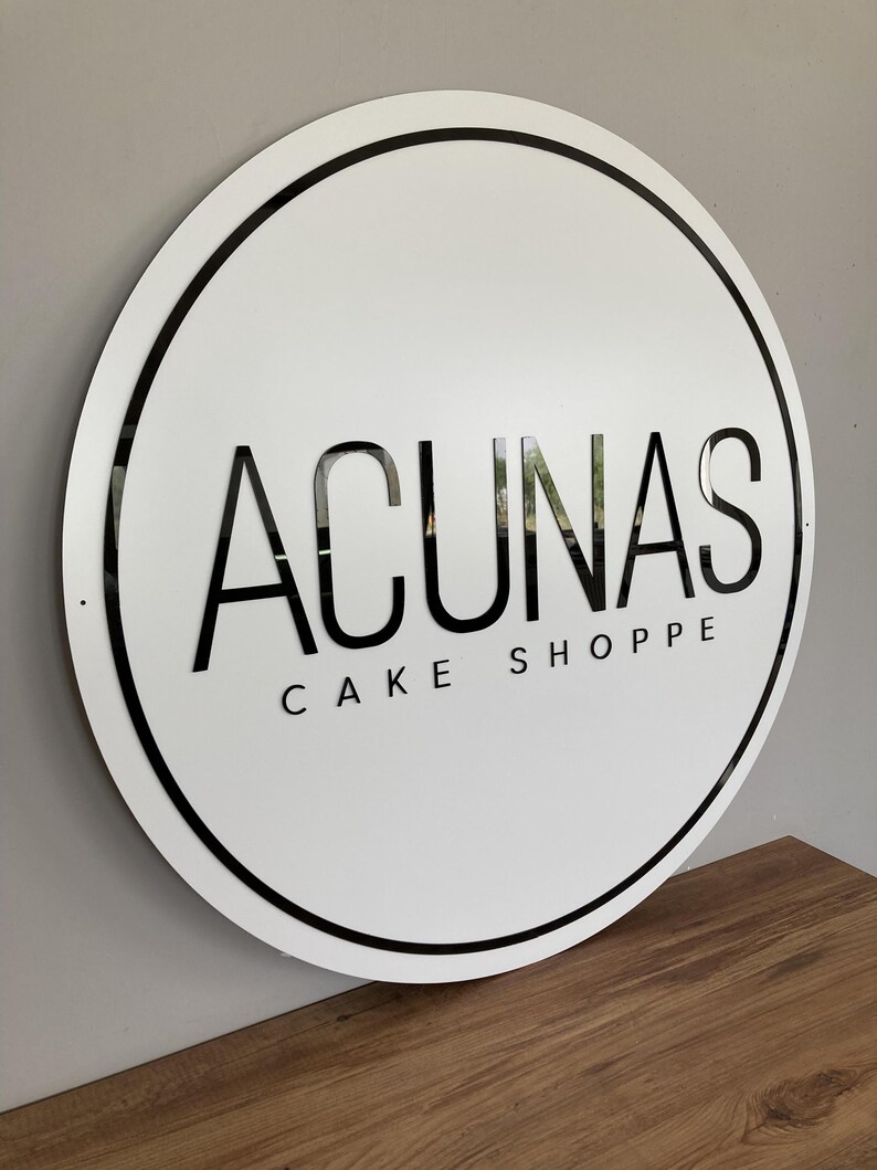 Business Round Mirror Logo Sign, Custom 3D Acrylic Sign, Modern Office ...