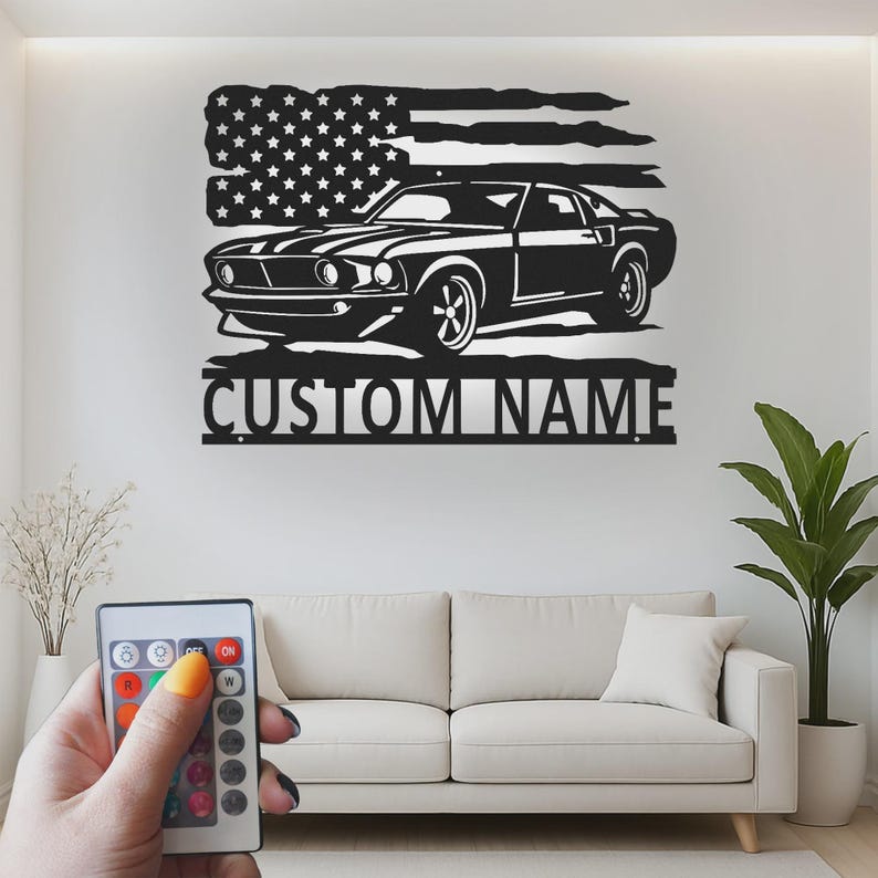 Custom Classic Car LED Metal Wall Art: Personalized Garage Decor - Etsy