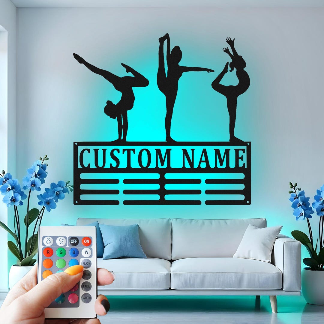 Custom Gymnastics LED Metal Wall Art: Personalized Medal Holder - Etsy