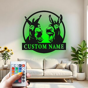 Custom Donkey Metal Wall Art With LED: Rustic Farmhouse Decor - Etsy