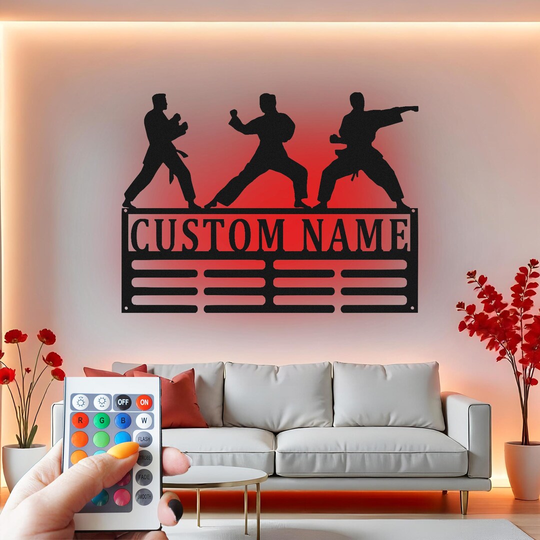 Custom Karate Metal Wall Art With LED: Martial Arts Belt Holder - Etsy