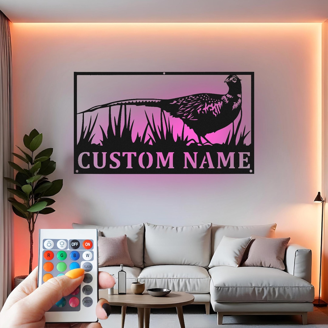 Custom Pheasant LED Metal Wall Art: Personalized Hunting Decor - Etsy