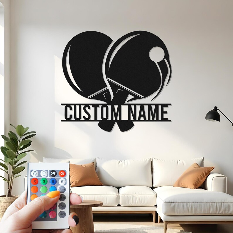 Custom LED Ping Pong Metal Wall Art: Personalized Game Room Decor - Etsy