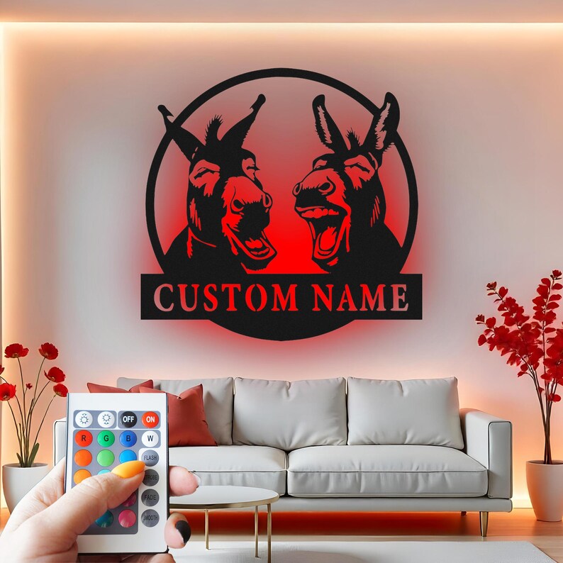 Custom Donkey Metal Wall Art With LED: Rustic Farmhouse Decor - Etsy