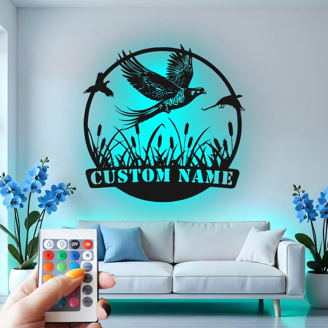 Custom Pheasant Metal Wall Art With LED: Personalized Hunting Decor - Etsy